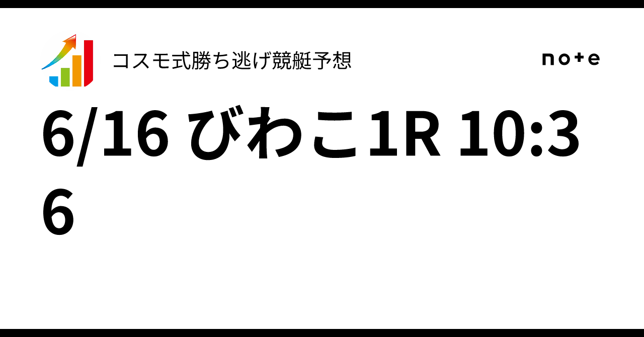 6/16 びわこ1R 10:36｜コスモ式📈勝ち逃げ競艇予想🚤