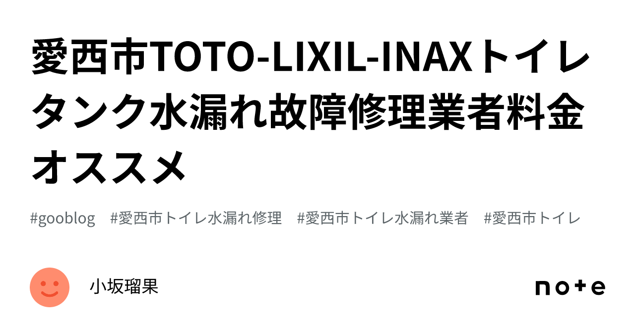 愛西市TOTO-LIXIL-INAXトイレタンク水漏れ故障修理業者料金オススメ｜小坂瑠果