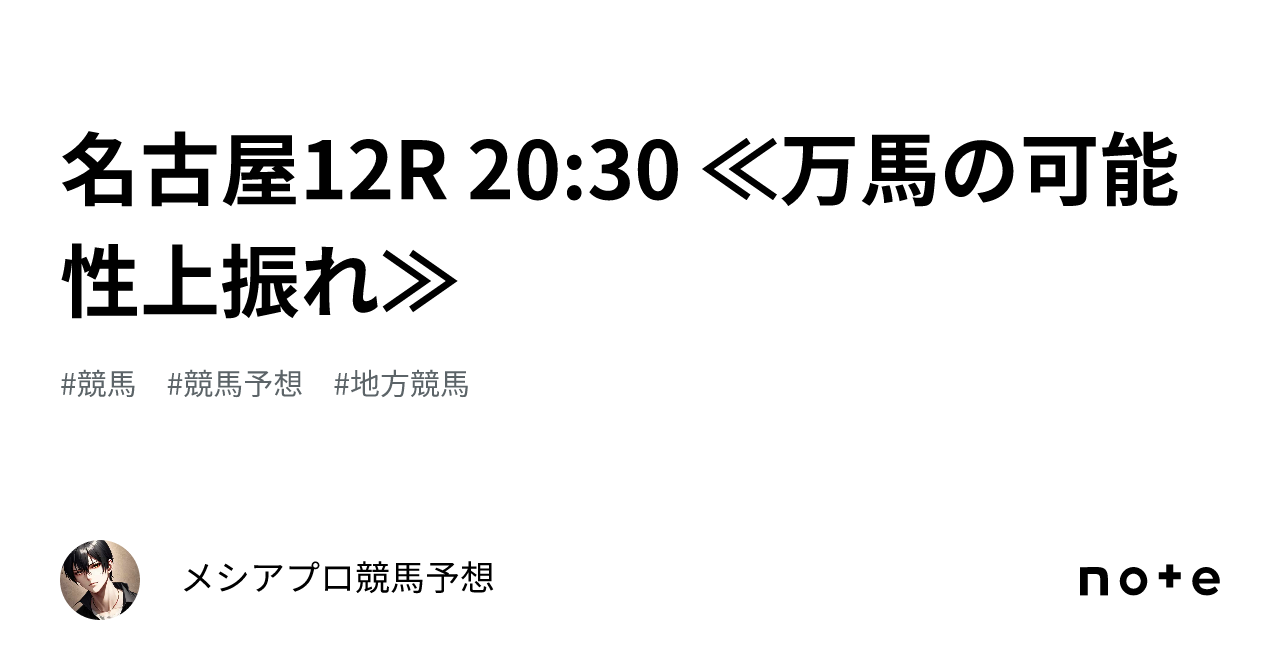 名古屋12R 20:30 ≪万馬の可能性上振れ≫｜🔥メシア👑プロ競馬予想👑🔥