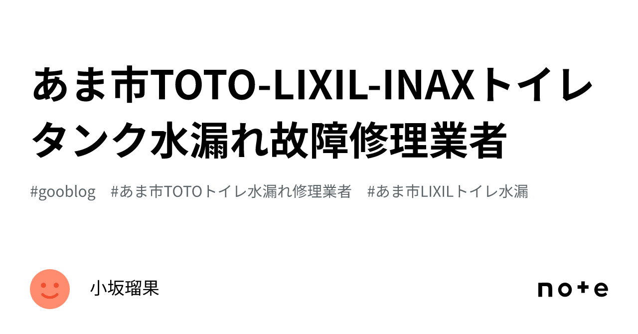 あま市TOTO-LIXIL-INAXトイレタンク水漏れ故障修理業者｜小坂瑠果