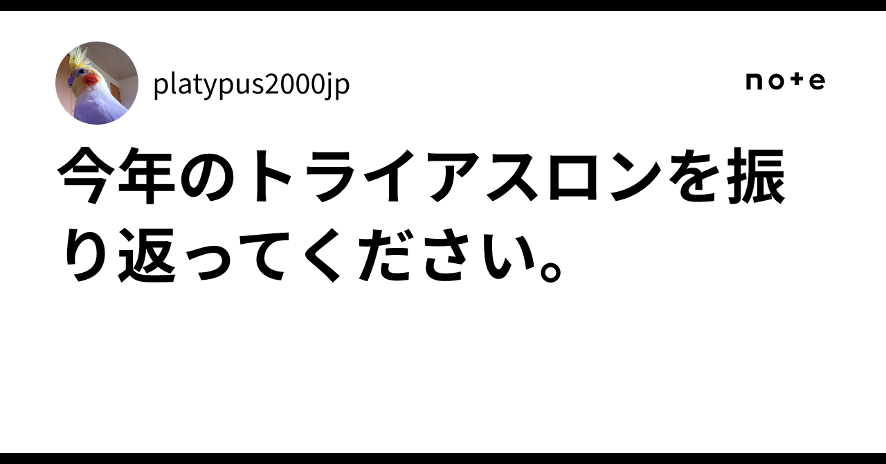 今年のトライアスロンを振り返ってください。｜platypus2000jp
