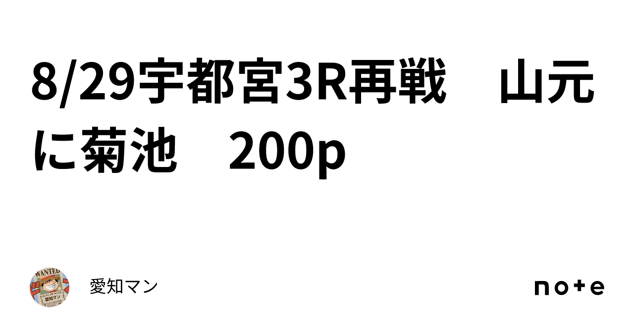 8/29宇都宮3R再戦 山元に菊池 200p｜愛知マン
