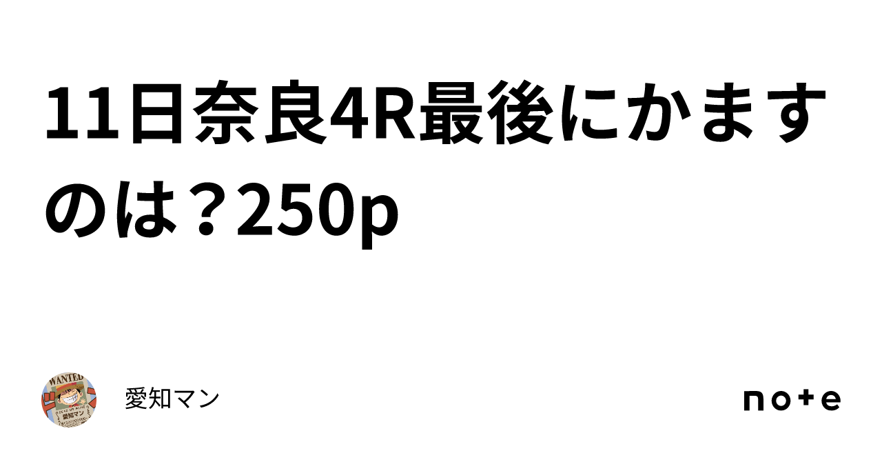 11日奈良4R最後にかますのは？250p｜愛知マン
