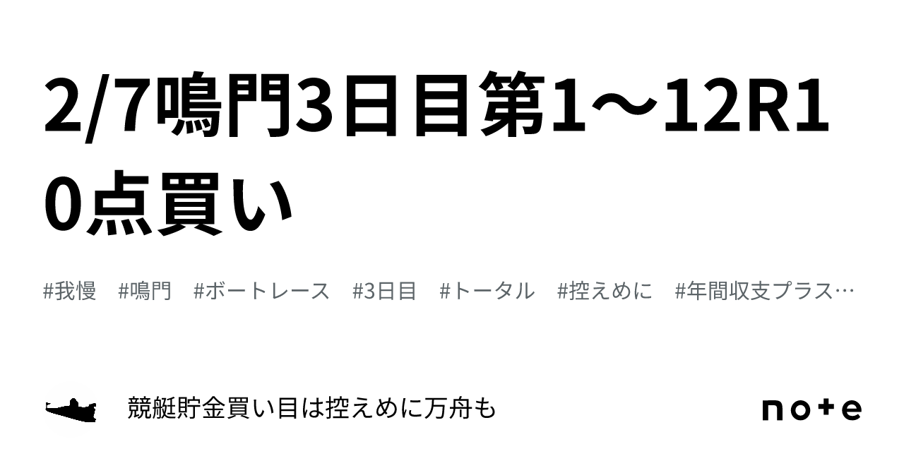 🗒️2/7🗒️鳴門🚤3日目🚤第1〜12R ️10点買い ️｜💰競艇貯金💰買い目は控えめに万舟も💰💰