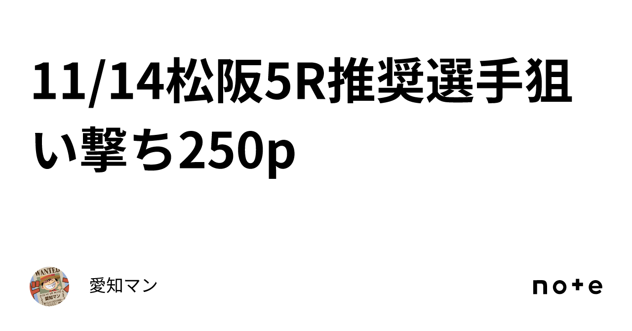 11/14松阪5R推奨選手狙い撃ち250p｜愛知マン