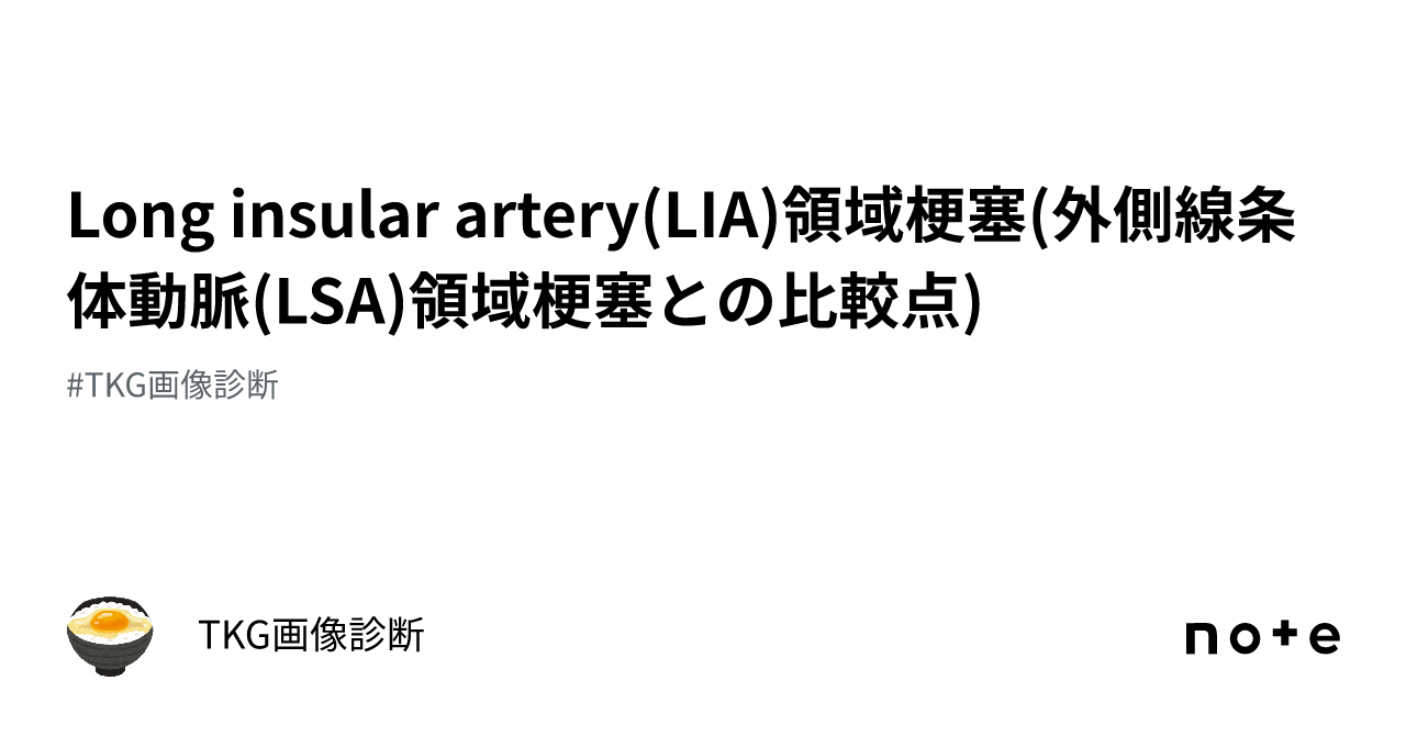 Long insular artery(LIA)領域梗塞(外側線条体動脈(LSA)領域梗塞との比較点)｜TKG画像診断