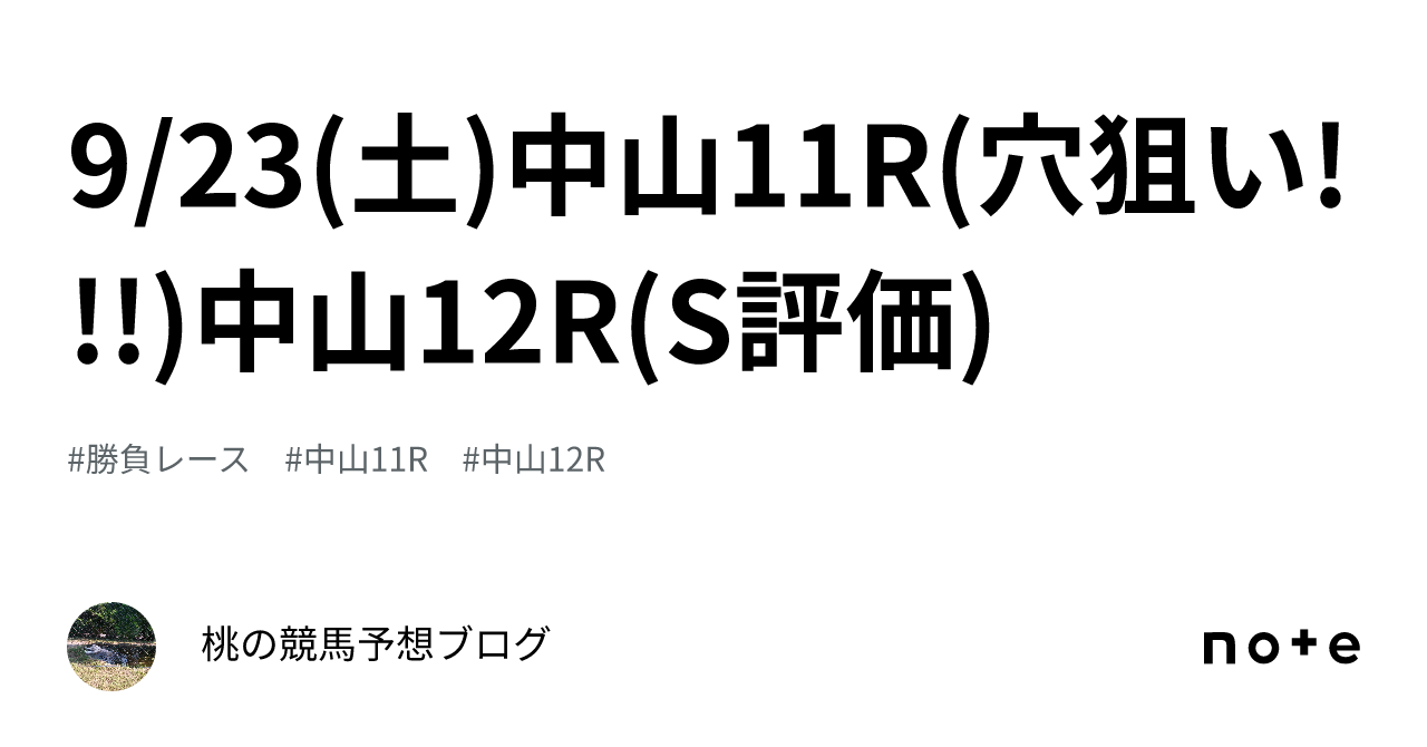 9/23(土)中山11R(穴狙い!!!)中山12R(S評価🌸)｜桃の競馬予想ブログ🌸
