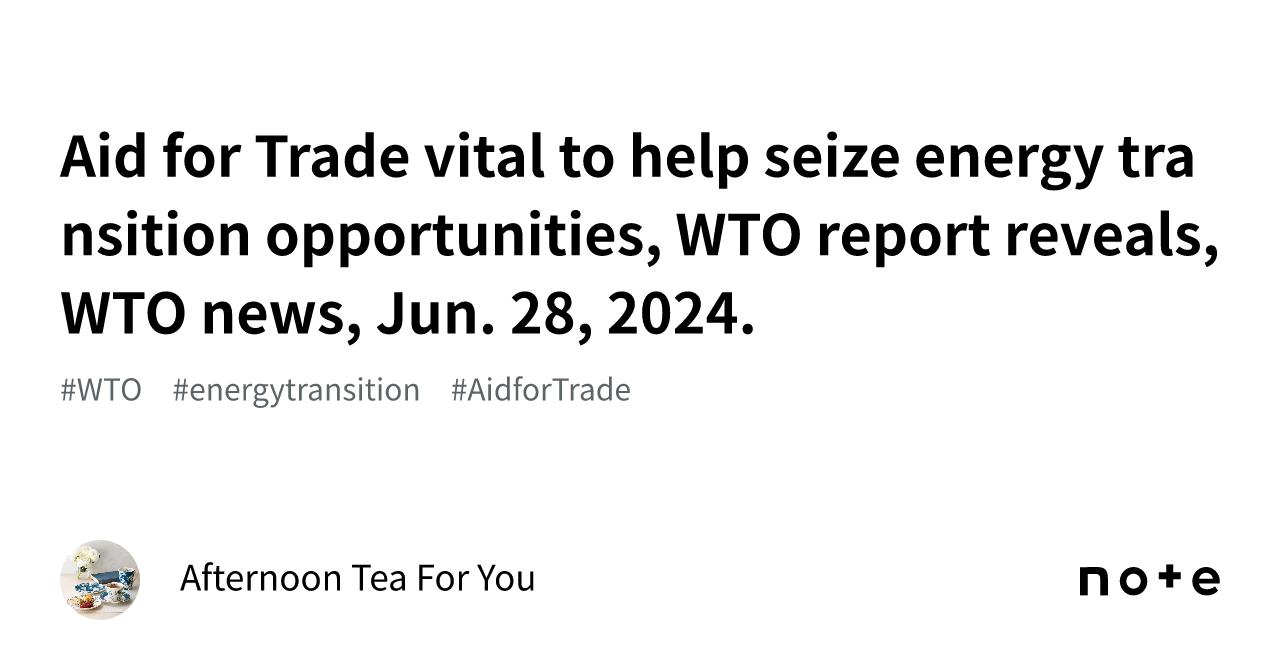 Aid for Trade vital to help seize energy transition opportunities, WTO ...