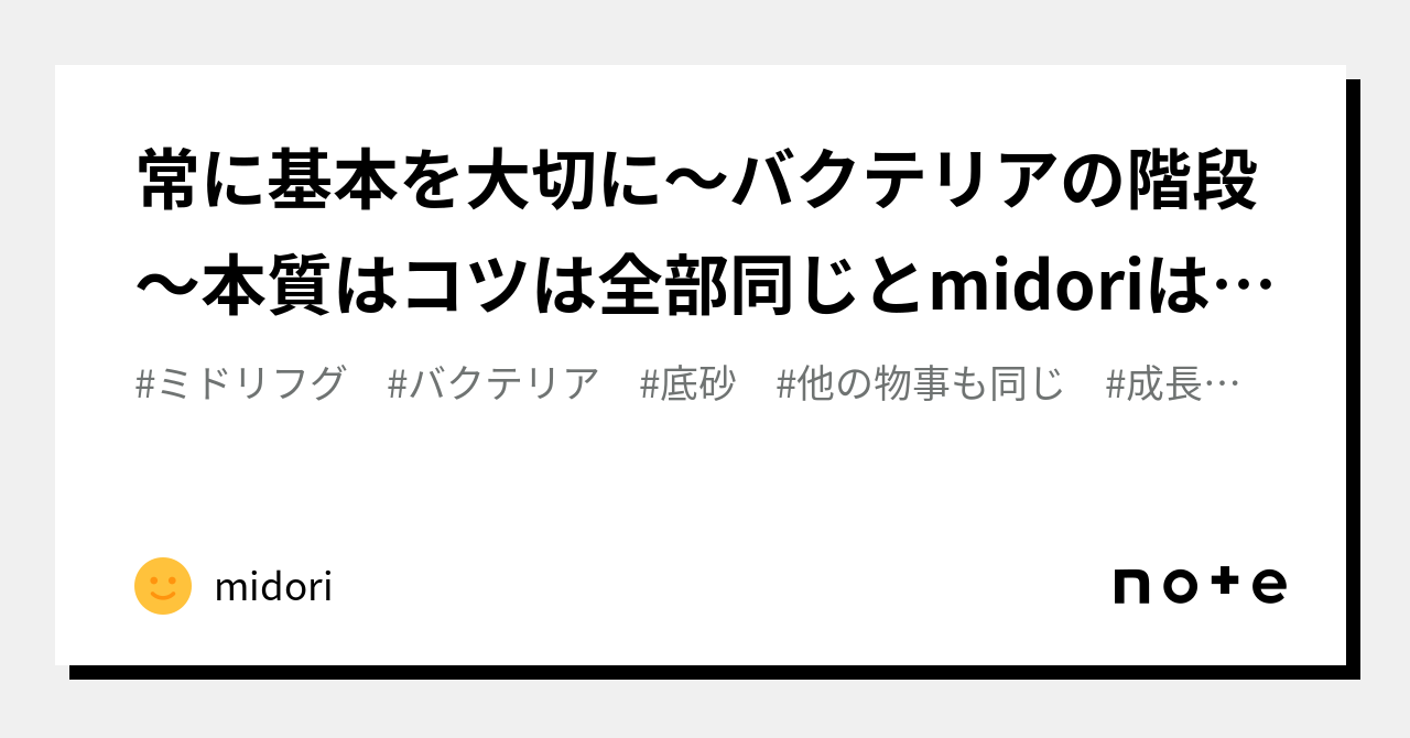 常に基本を大切に～バクテリアの階段～本質はコツは全部同じとmidoriは思う～第九章｜midori｜note