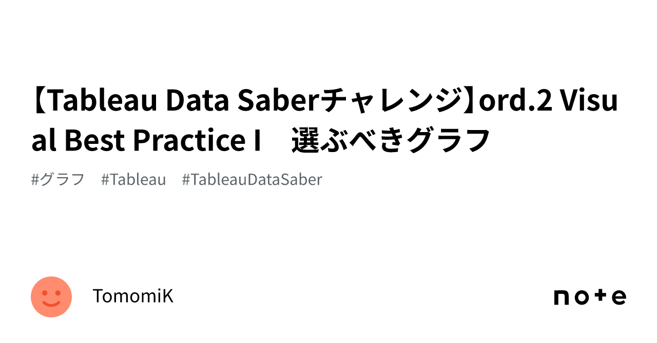 【Tableau Data Saberチャレンジ】ord.2 Visual Best Practice I 選ぶべきグラフ｜TomomiK
