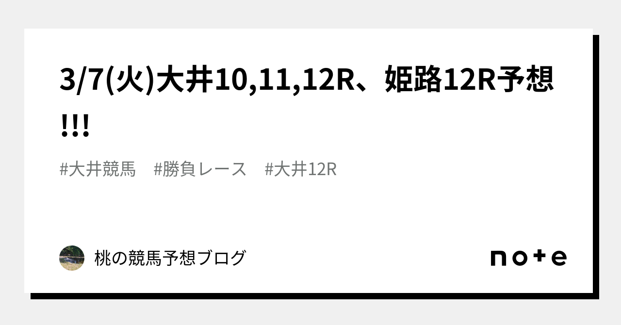 3/7(火)大井10,11,12R、姫路12R予想!!!｜桃の競馬予想ブログ🌸