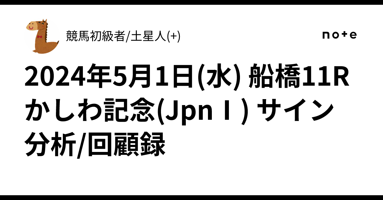 2024年5月1日(水) 船橋11R かしわ記念(JpnⅠ) サイン分析/回顧録｜競馬初級者/土星人(+)