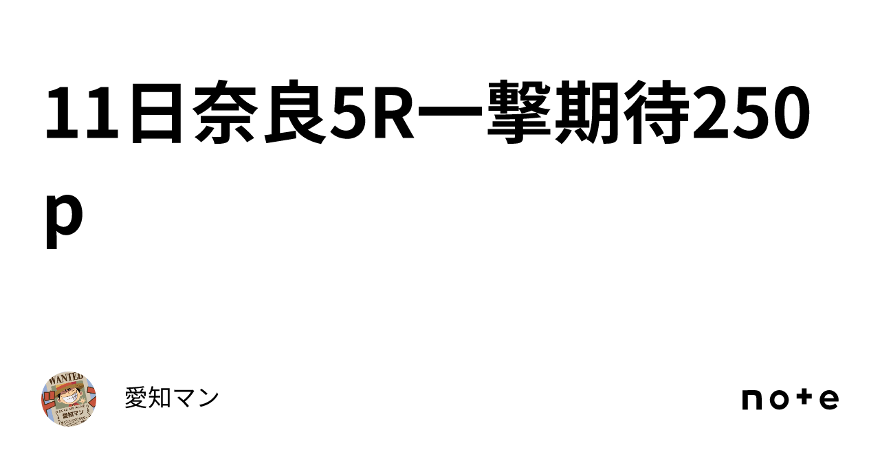 11日奈良5R一撃期待250p｜愛知マン
