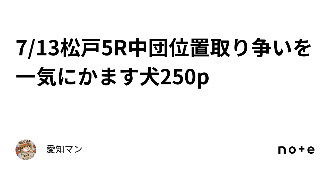 7/13松戸5R中団位置取り争いを一気にかます犬🐕250p｜愛知マン