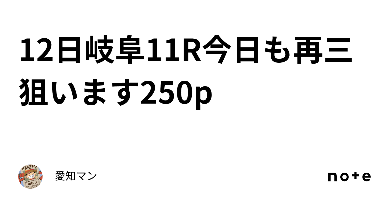12日岐阜11R今日も再三狙います250p｜愛知マン