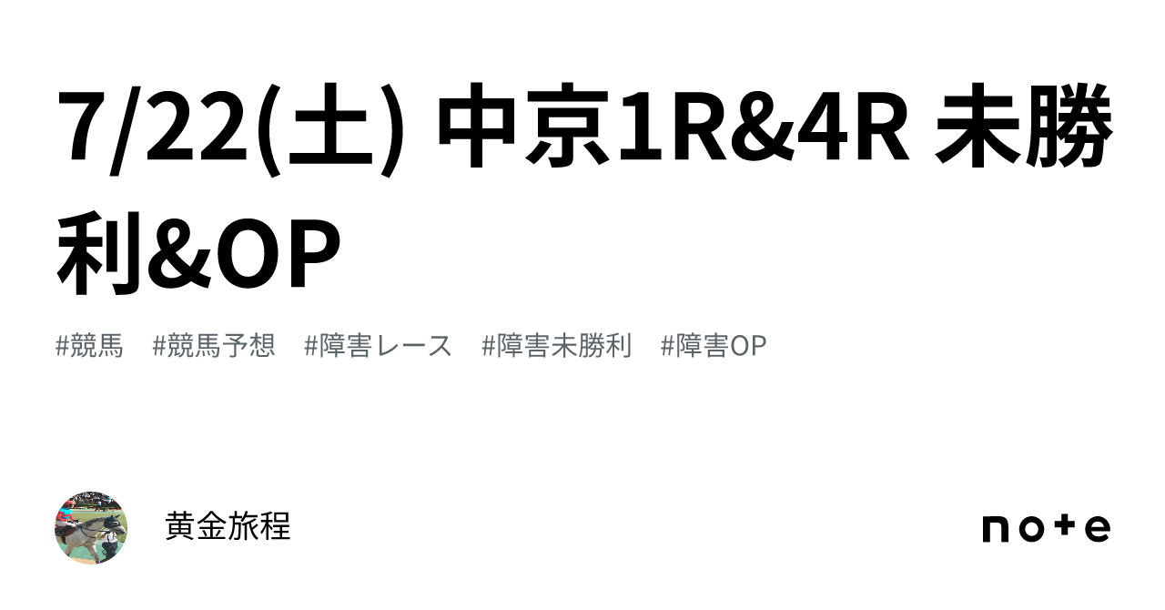 7/22(土) 中京1R&4R 未勝利&OP｜黄金旅程