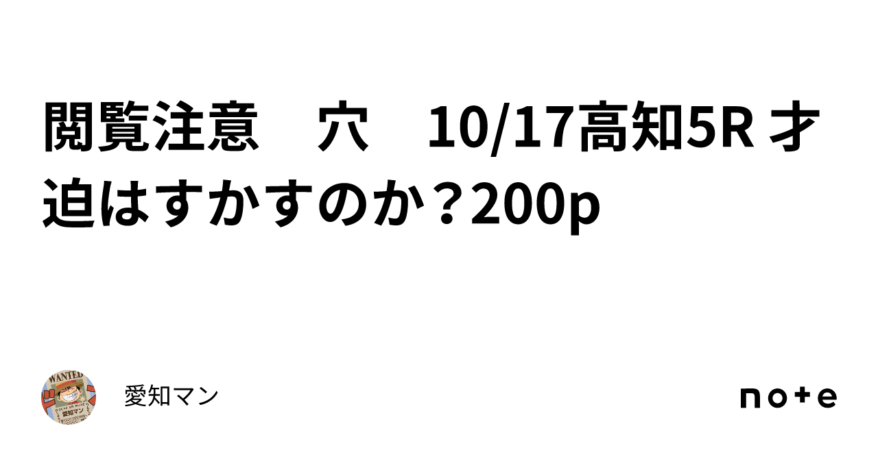 閲覧注意 穴 10/17高知5R 才迫はすかすのか？200p｜愛知マン