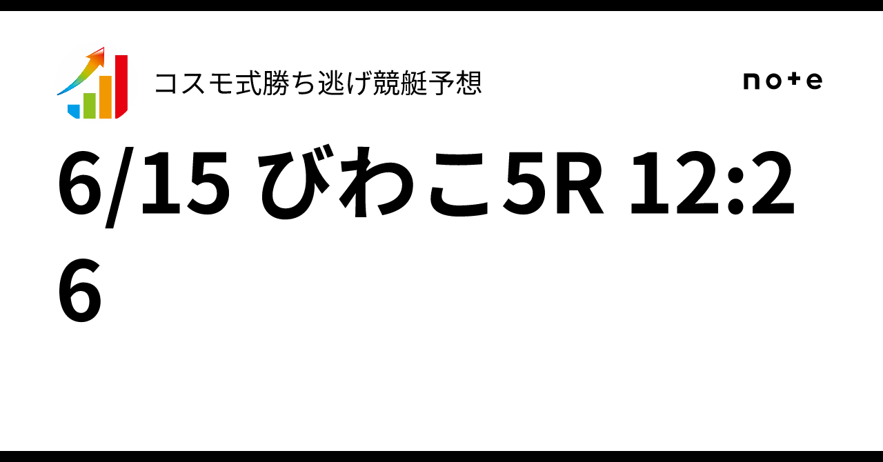 6/15 びわこ5R 12:26｜コスモ式📈勝ち逃げ競艇予想🚤