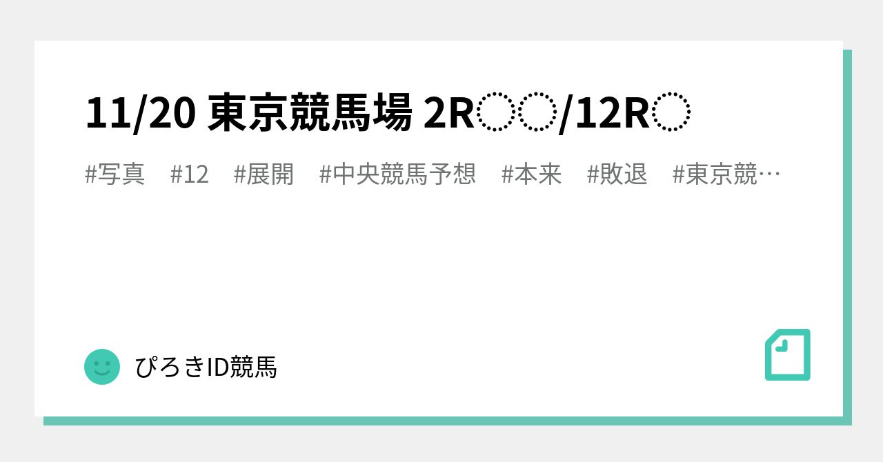 11/20 東京競馬場 2R⭐️⭐️/12R⭐️｜ぴろきID競馬