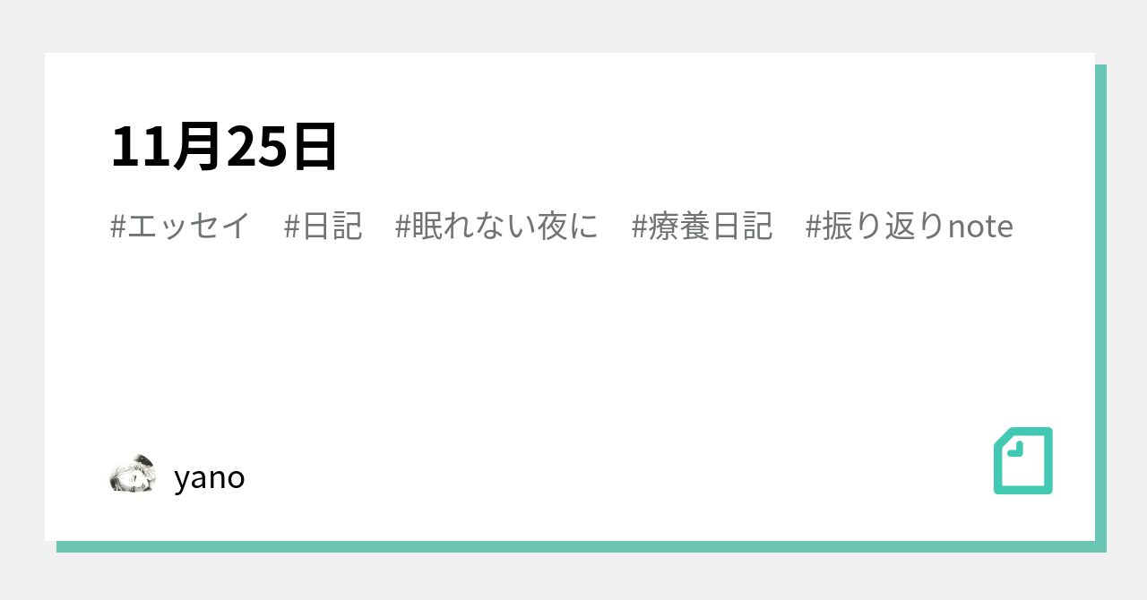 11月25日｜yano｜note