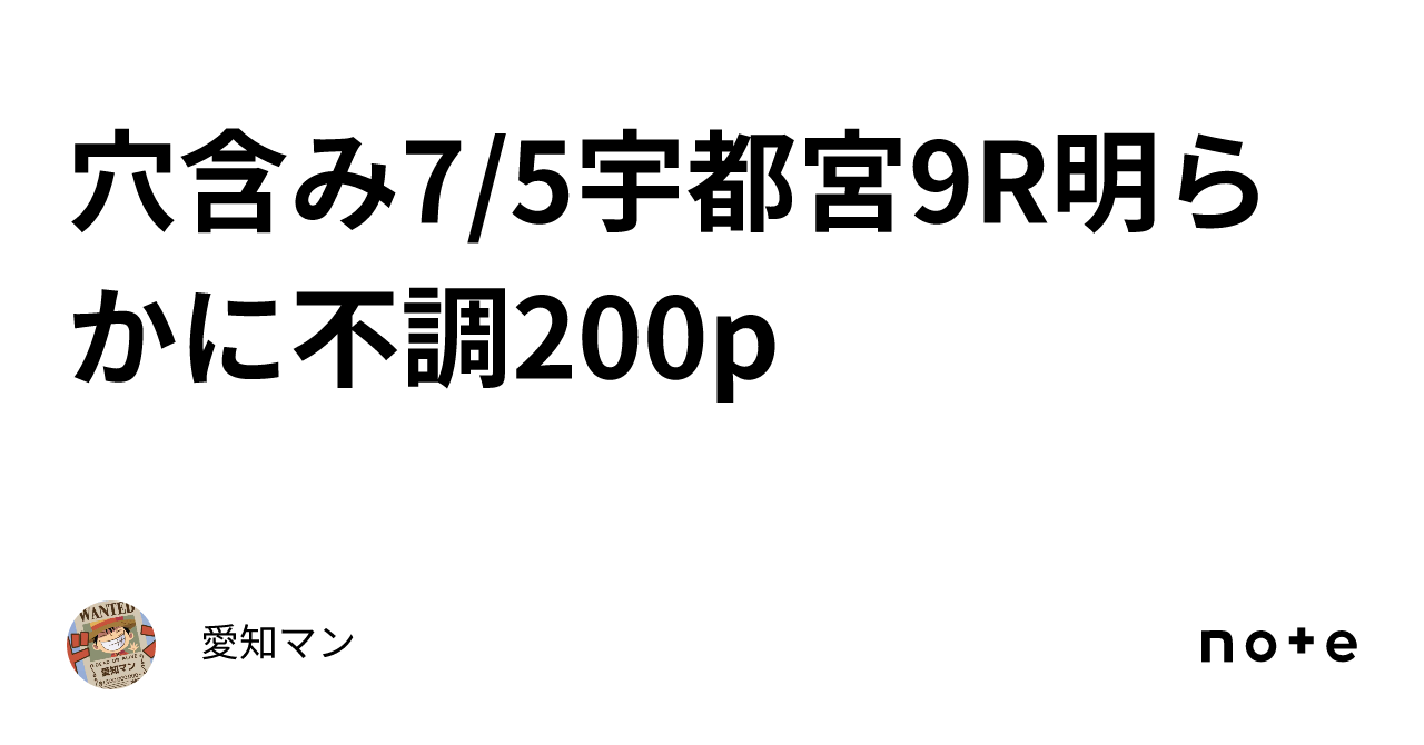 穴含み🔥7/5宇都宮9R明らかに不調200p｜愛知マン
