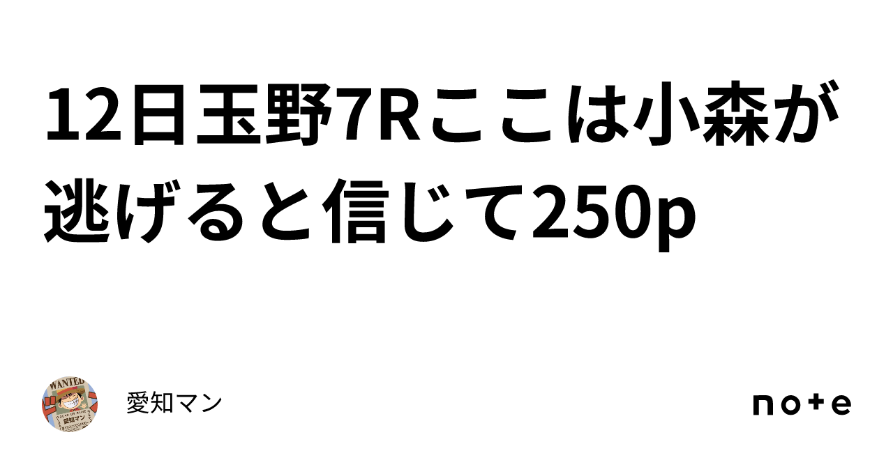 12日玉野7Rここは小森が逃げると信じて250p｜愛知マン