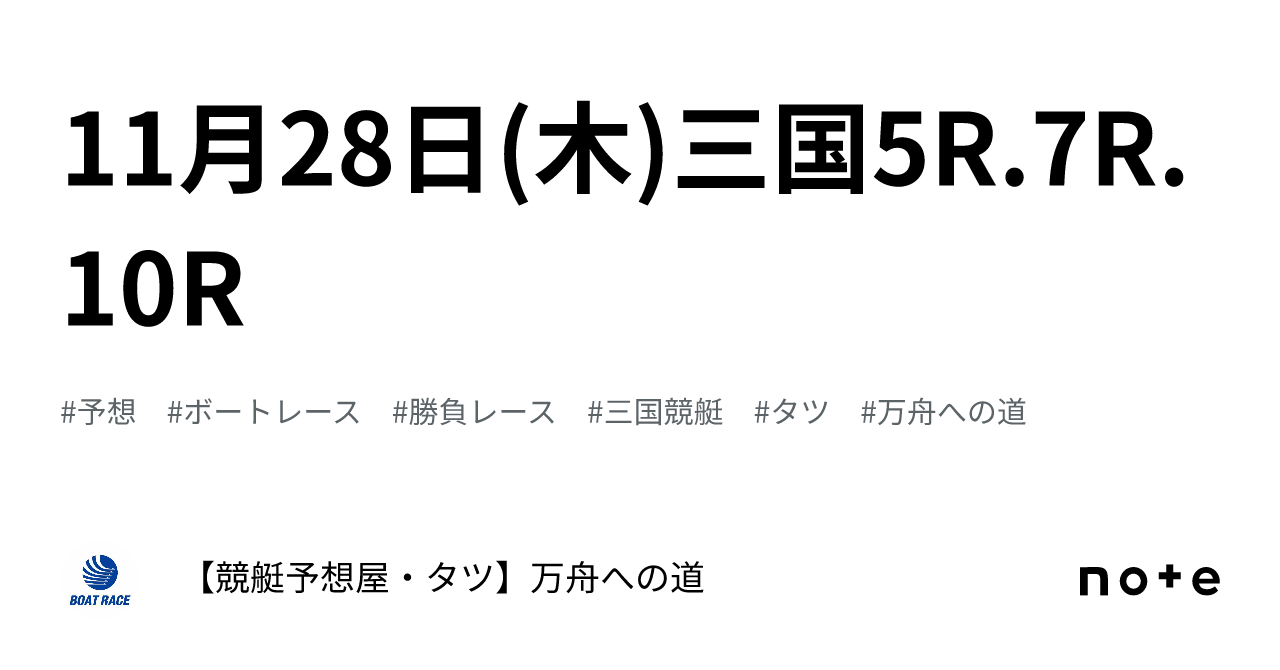 11月28日(木)三国5R.7R.10R｜【競艇予想屋・タツ】万舟への道