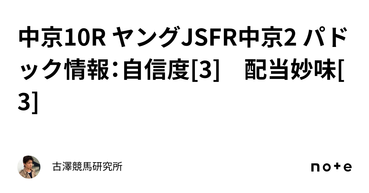 中京10R ヤングJSFR中京2 パドック情報：自信度[3] 配当妙味[3]｜古澤競馬研究所