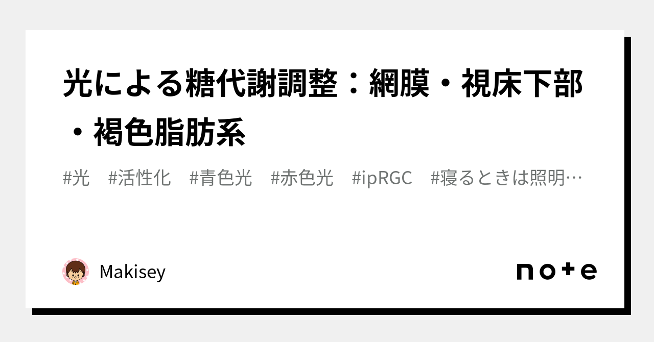 光による糖代謝調整：網膜・視床下部・褐色脂肪系｜Makisey｜note