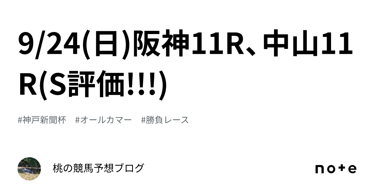 9/24(日)阪神11R、中山11R(S評価!!!)｜桃の競馬予想ブログ🌸